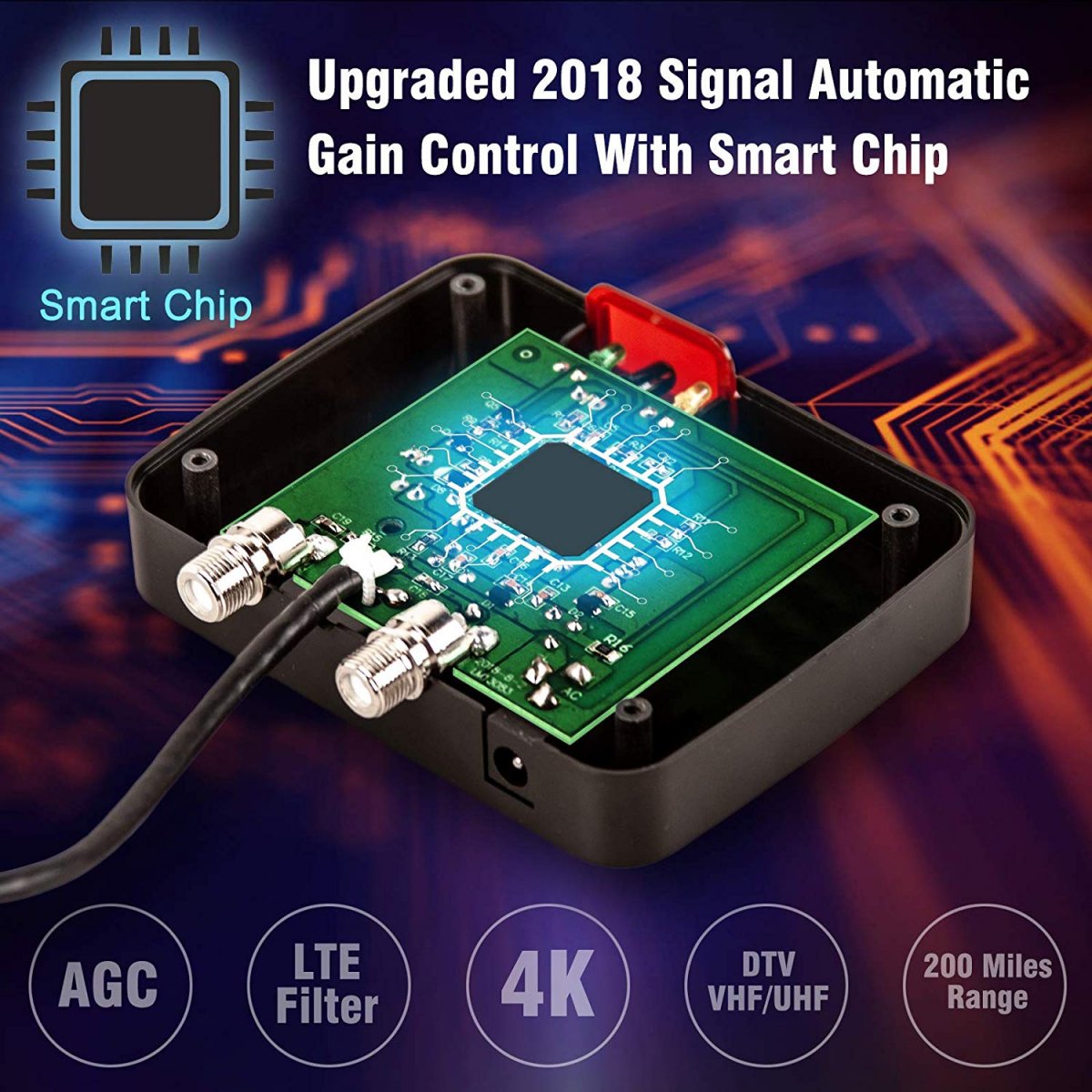 Five Star FSA-1806 200 Mile Outdoor 4K HDTV Motorized Rotation Antenna ...