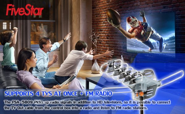 Five Star FSA-3806 200 Mile Outdoor 4K HDTV Remote Control Rotation ...